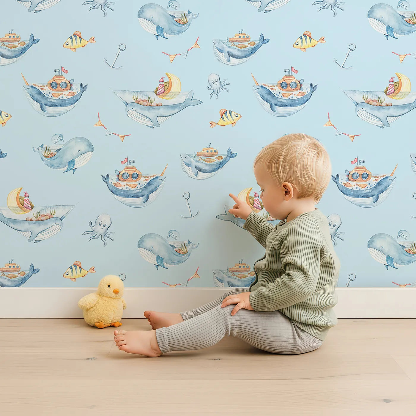 Blue Ocean Wallpaper for Kids Room | Whimsy Tots